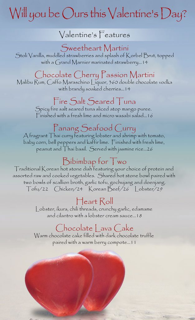 Valentine's Day Special Menu 2021 - The Cultured Pearl Restaurant